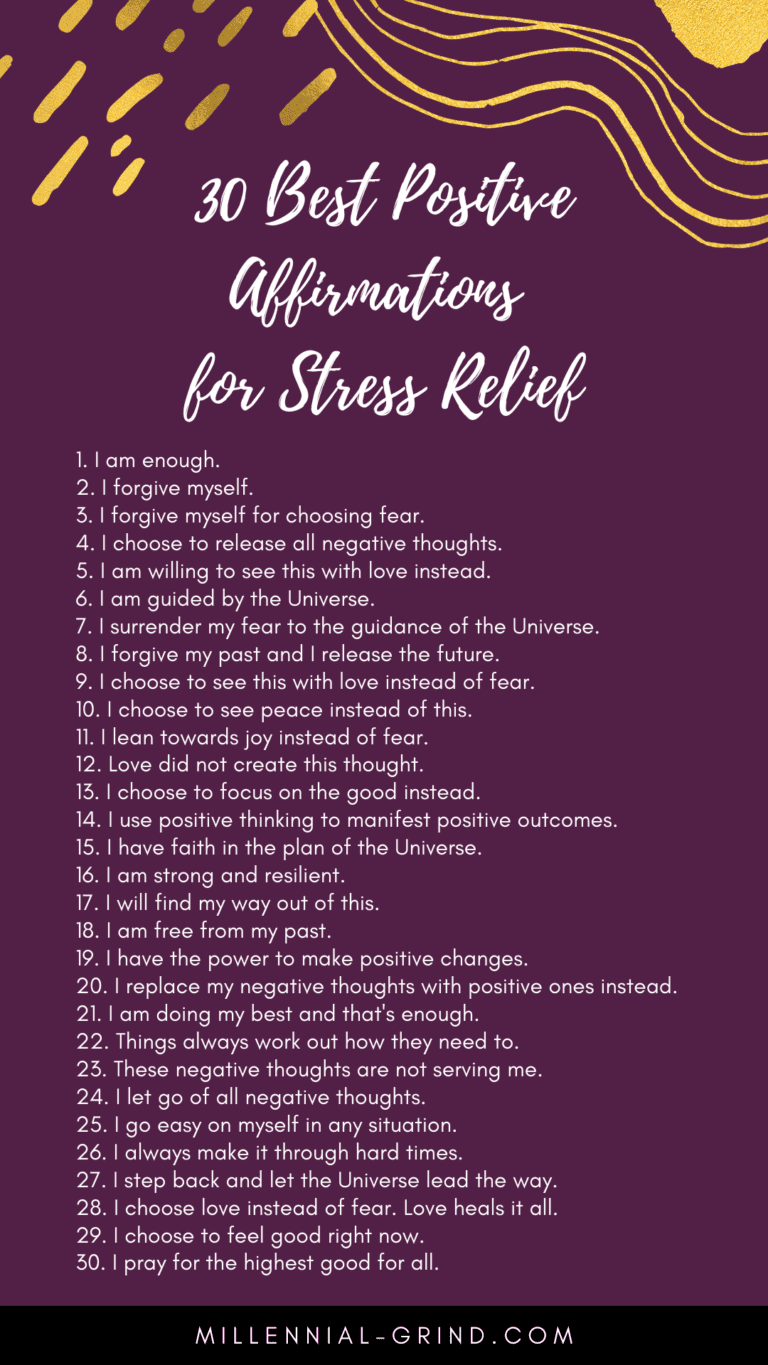 30 Best Stress Relief Affirmations That Works | The Millennial Grind